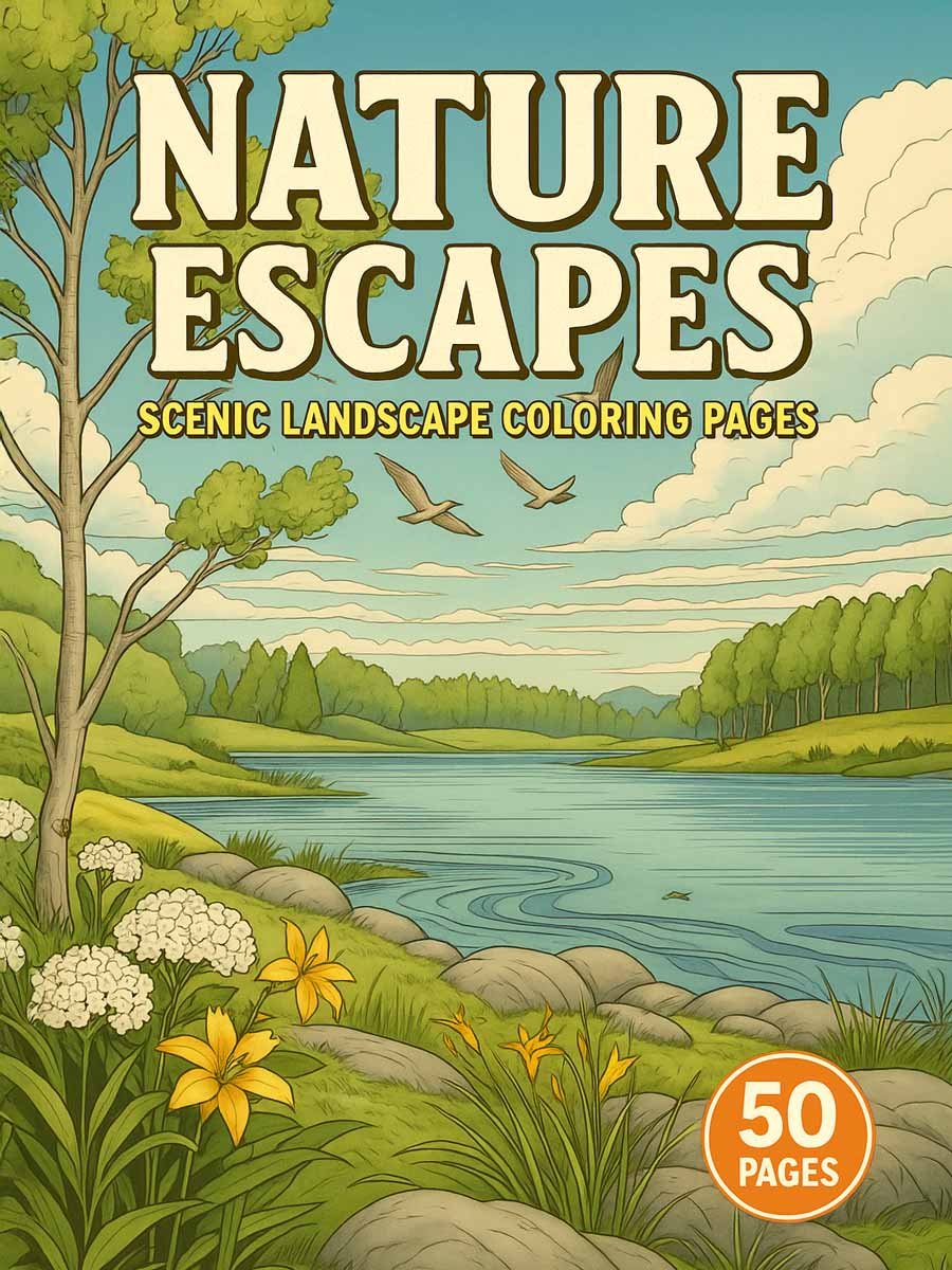 Nature Escapes – 50 Scenic Landscape Coloring Pages | Coloring Patch